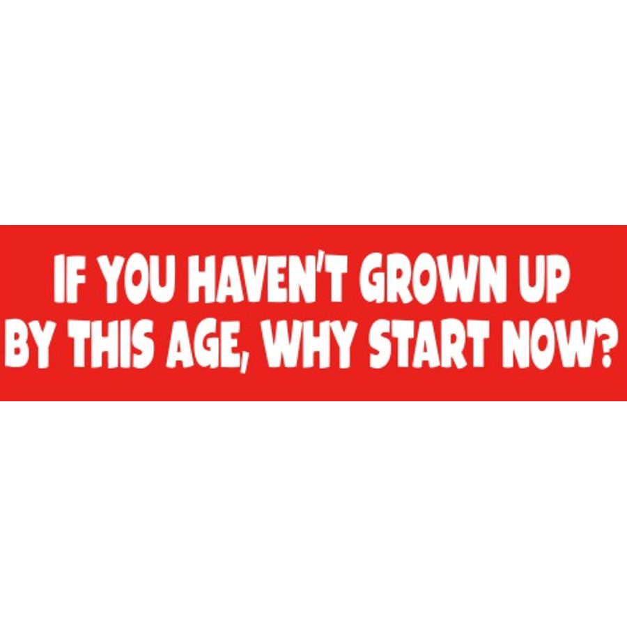 If You Haven't Grown Up Why Start Now? - Bumper Sticker at Sticker Shoppe