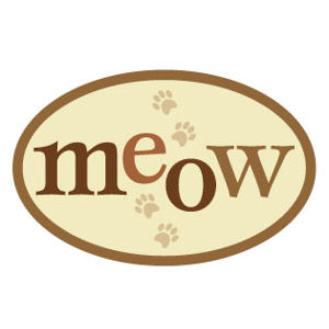 Meow - Tan Oval Magnet at Sticker Shoppe