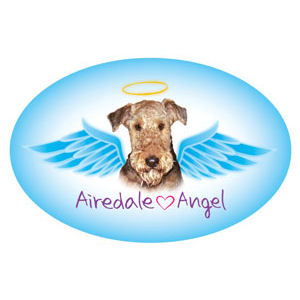 Airedale Pet Angel - Oval Magnet at Sticker Shoppe