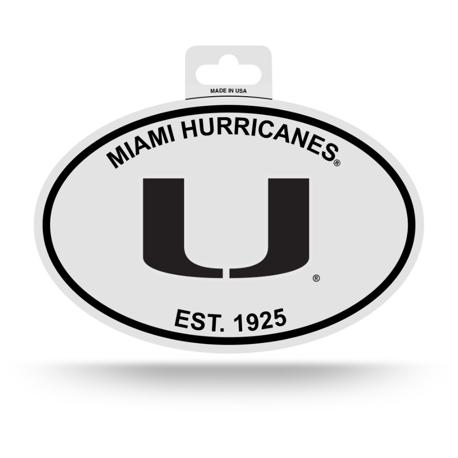 University Of Miami Hurricanes - Black & White Oval Sticker at Sticker ...