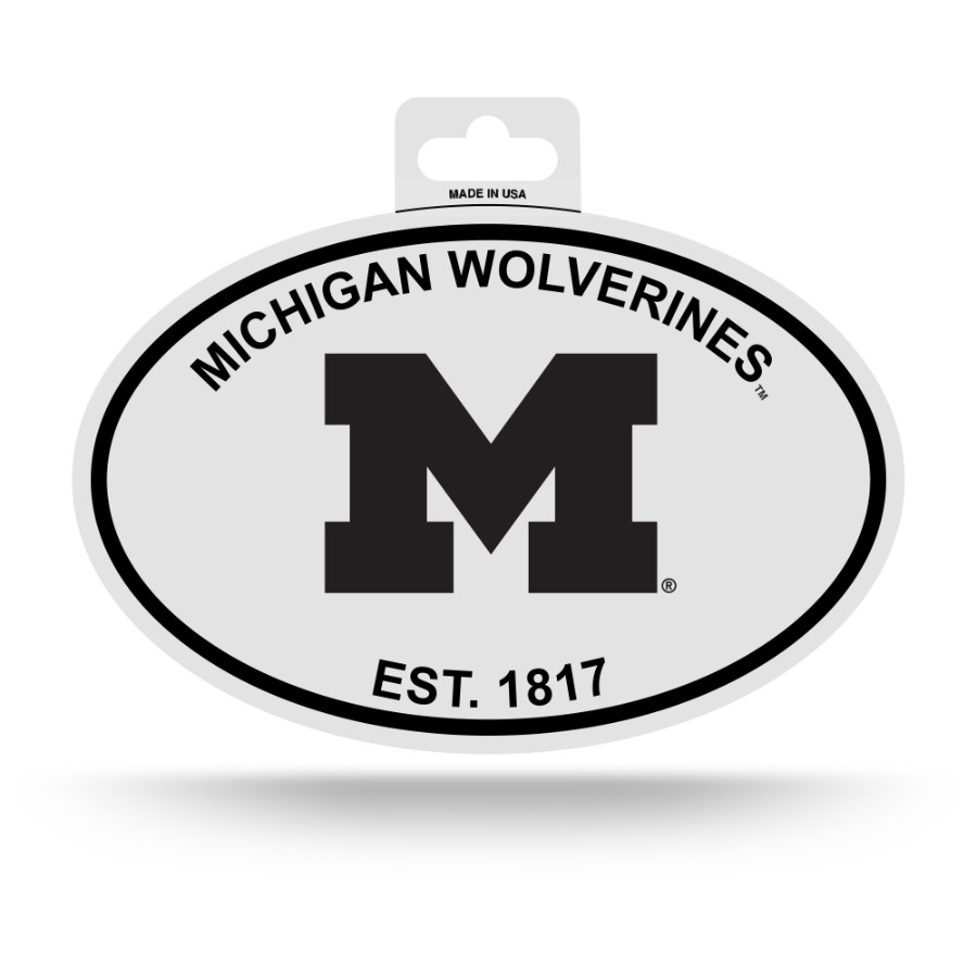 University Of Michigan Wolverines - Black & White Oval Sticker at ...