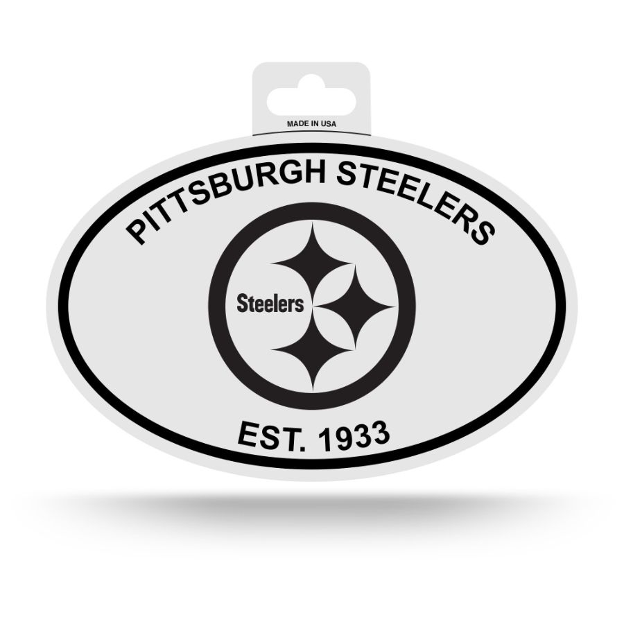 Pittsburgh Steelers Est. 1933 - Black & White Oval Sticker at Sticker ...
