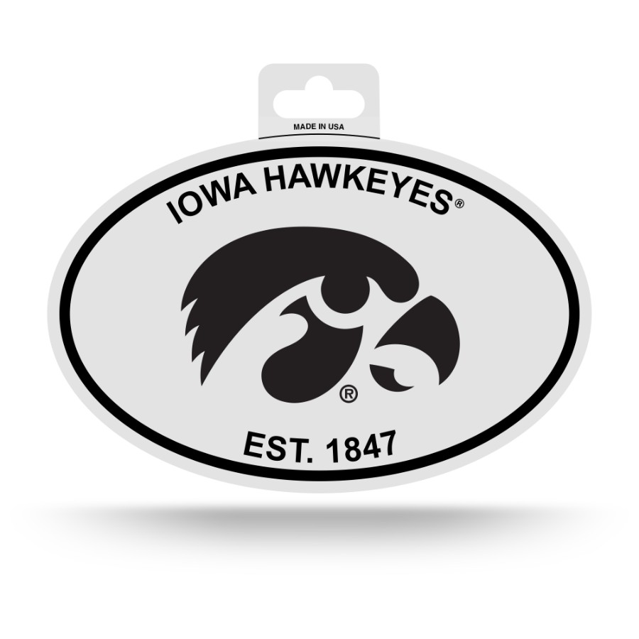 University Of Iowa Hawkeyes - Black & White Oval Sticker at Sticker Shoppe