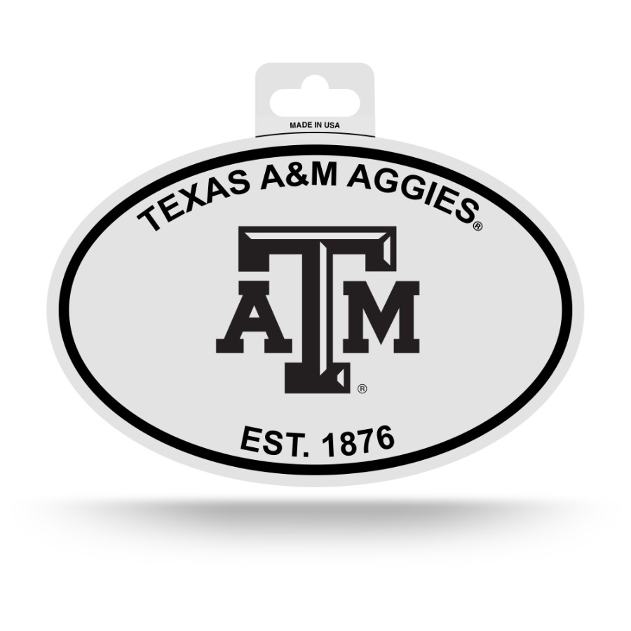 Texas A&M University Aggies - Black & White Oval Sticker at Sticker Shoppe