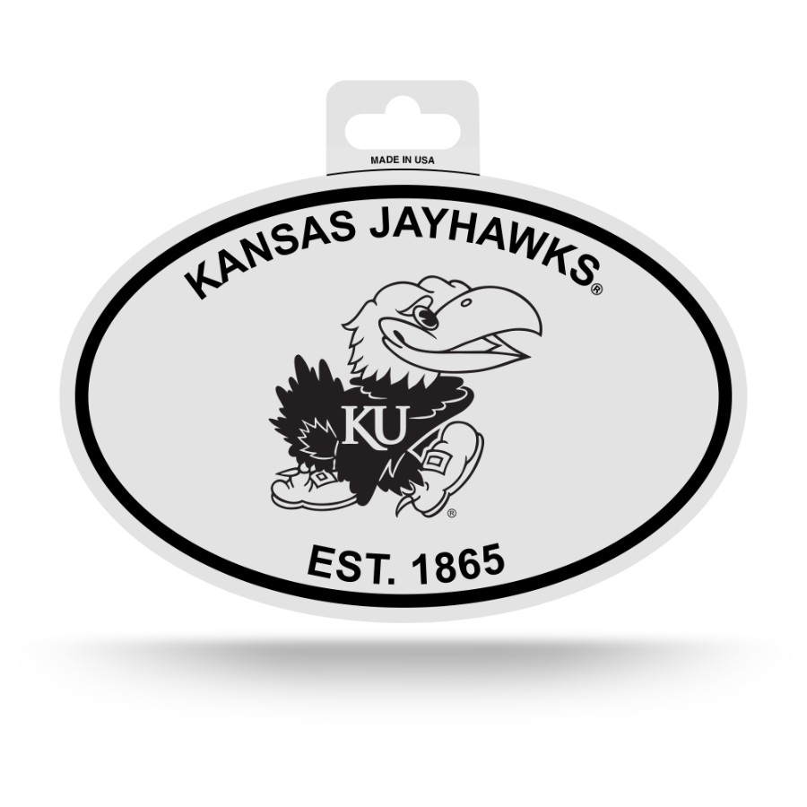University Of Kansas Jayhawks - Black & White Oval Sticker at Sticker ...