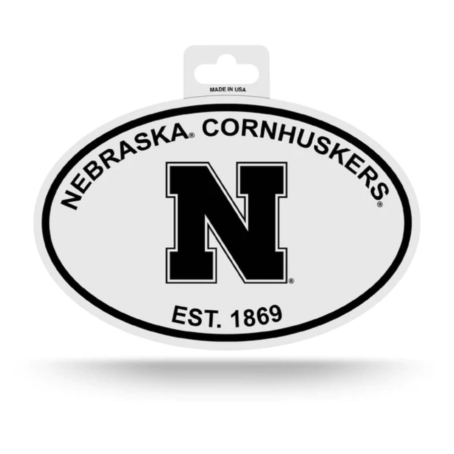 University Of Nebraska Cornhuskers - Black & White Oval Sticker at ...