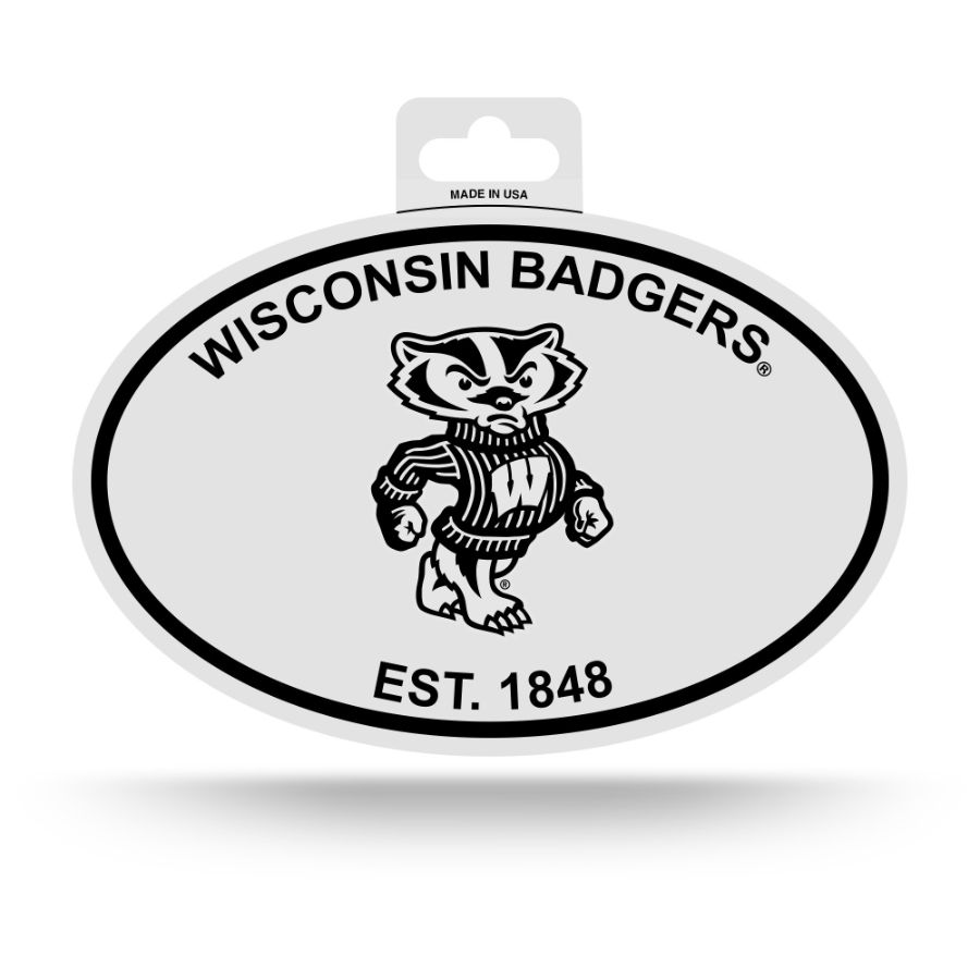 University Of Wisconsin Badgers - Black & White Oval Sticker at Sticker ...