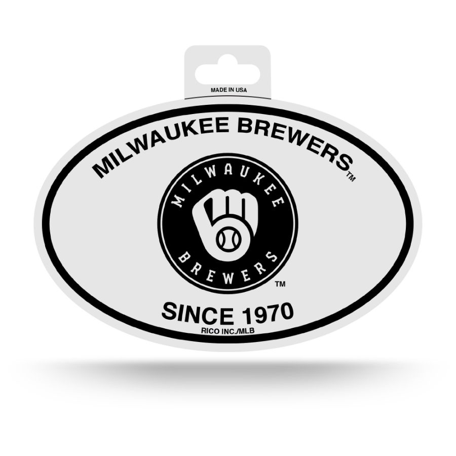 Milwaukee Brewers 2020 Logo Est. 1970 - Black & White Oval Sticker at ...