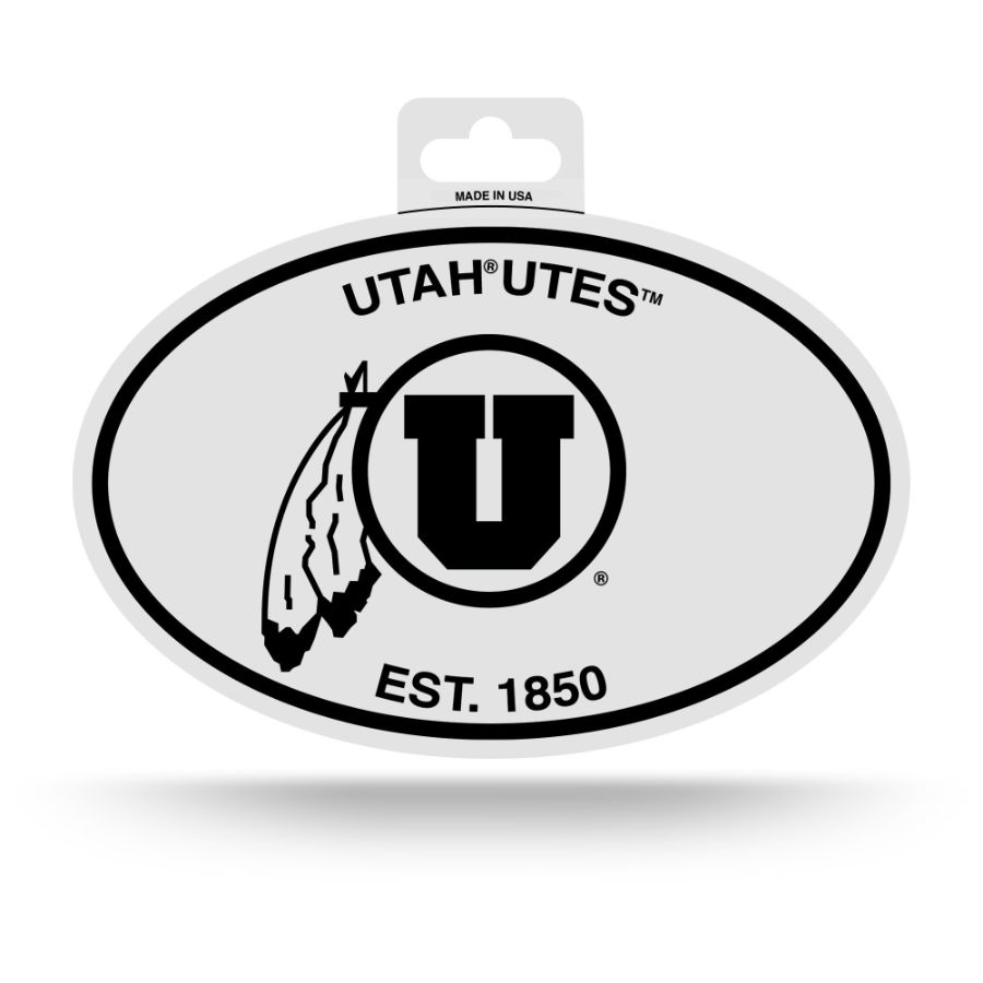 University Of Utah Utes - Black & White Oval Sticker at Sticker Shoppe