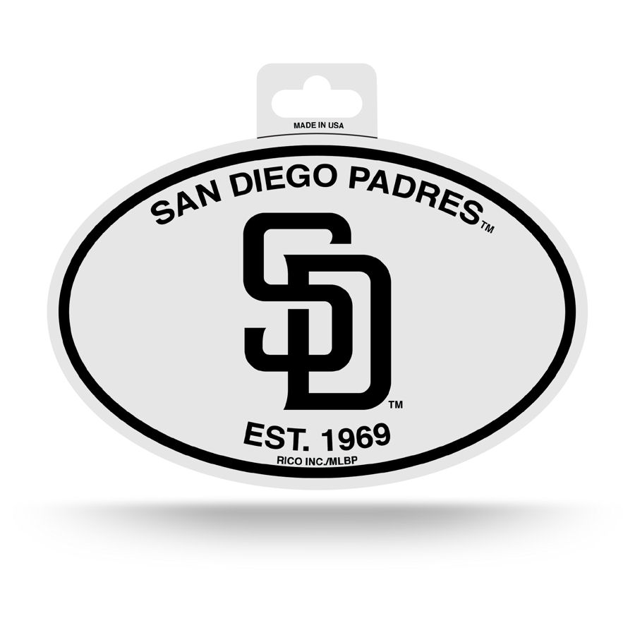 San Diego Padres Est. 1969 - Black & White Oval Sticker at Sticker Shoppe