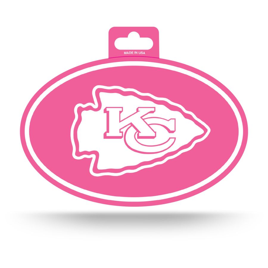 Kansas City Chiefs Pink - Full Color Oval Sticker at Sticker Shoppe