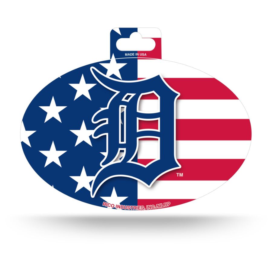 Detroit Tigers Patriotic - Full Color Oval Sticker at Sticker Shoppe