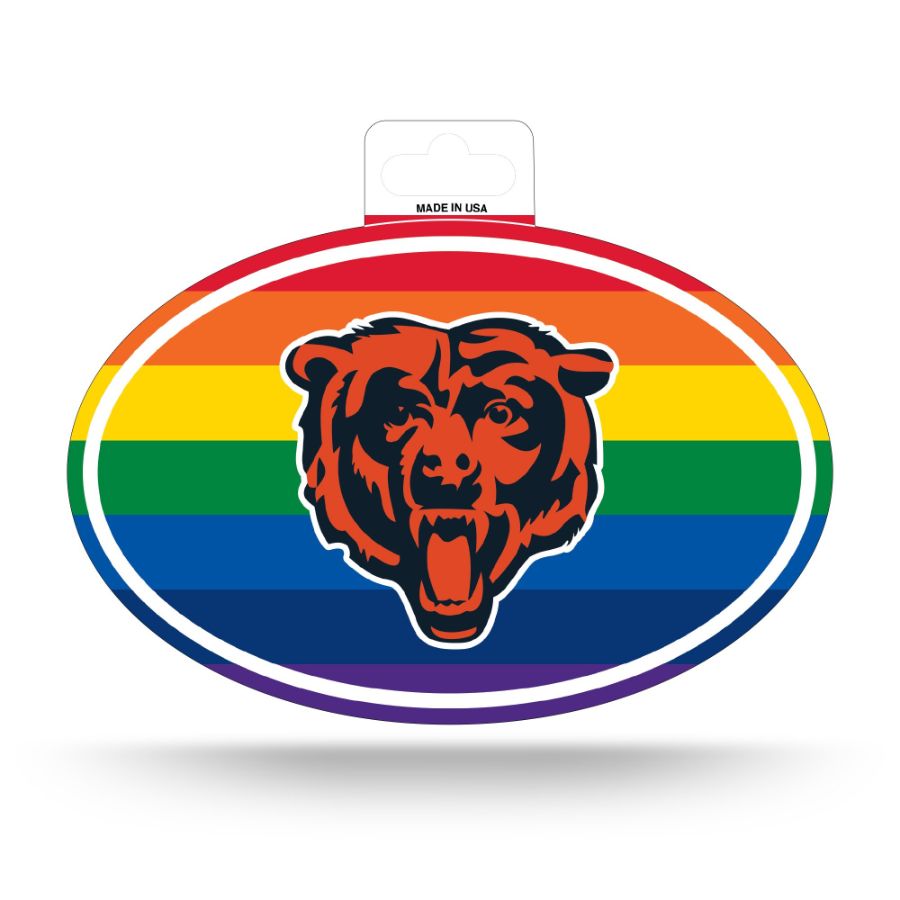 Chicago Bears Rainbow - Full Color Oval Sticker at Sticker Shoppe