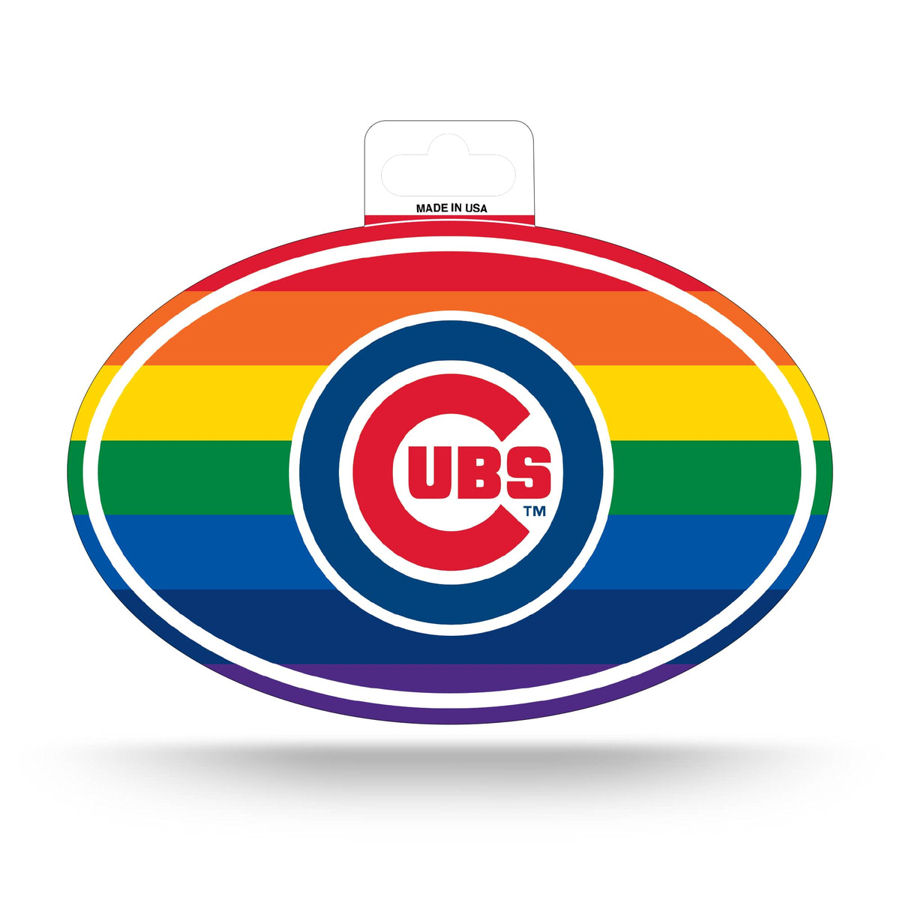 Chicago Cubs - Full Color Rainbow Oval Sticker at Sticker Shoppe