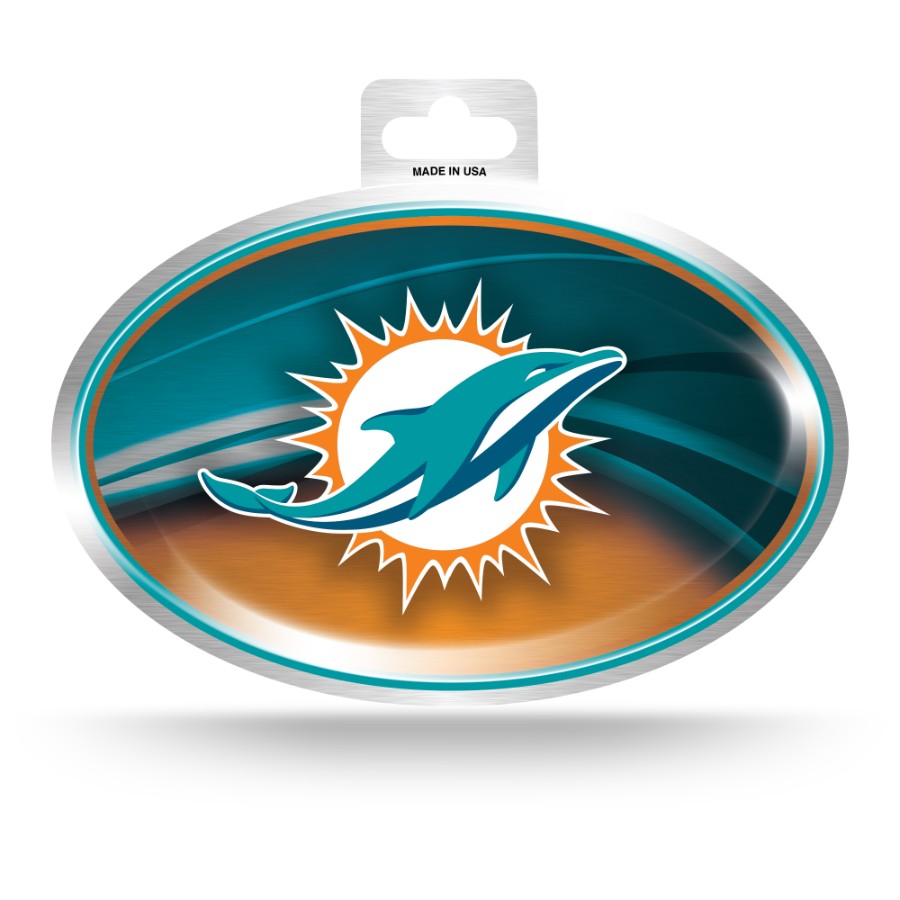 Miami Dolphins - Metallic Oval Sticker at Sticker Shoppe