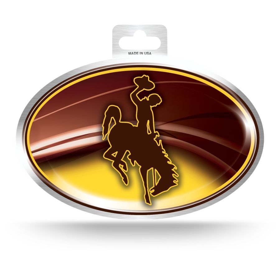 University Of Wyoming Cowboys - Metallic Oval Sticker at Sticker Shoppe