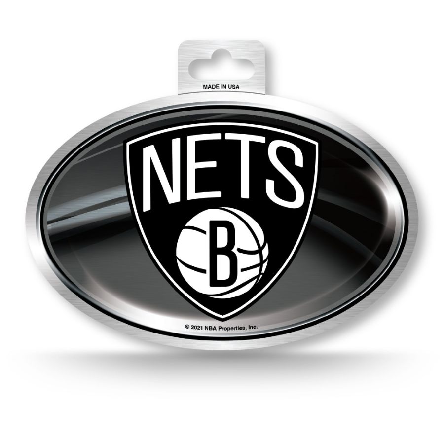 Brooklyn Nets - Metallic Oval Sticker at Sticker Shoppe