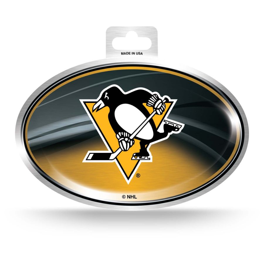 Pittsburgh Penguins - Metallic Oval Sticker at Sticker Shoppe