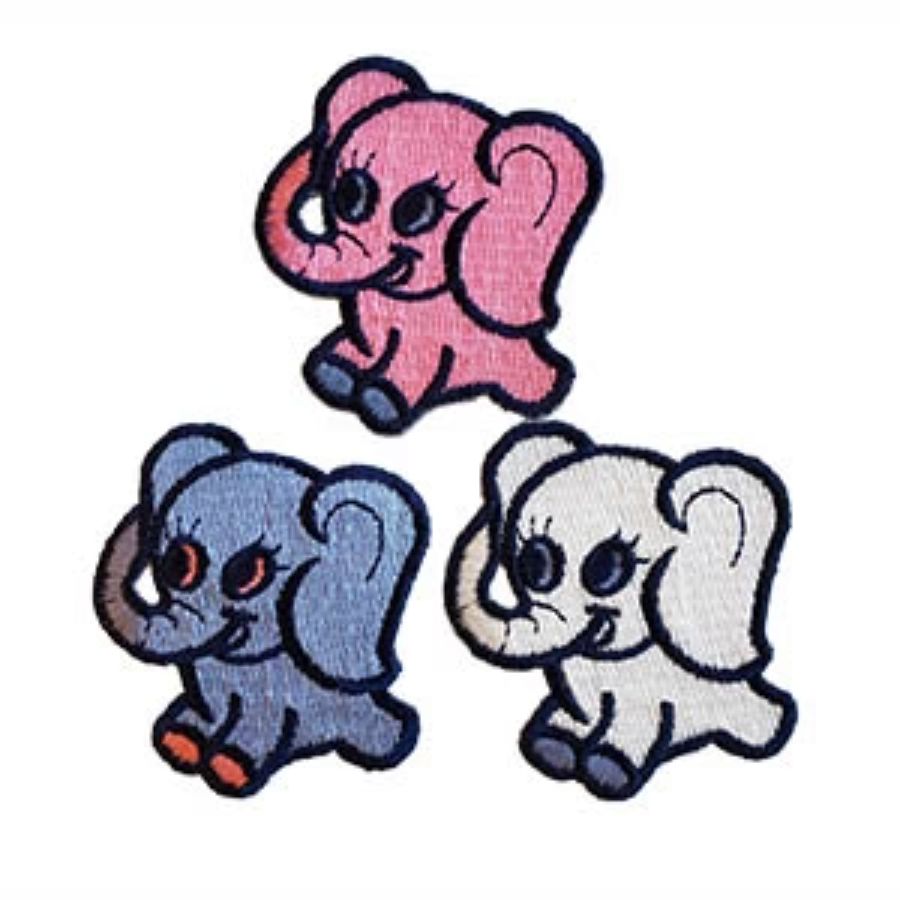Trippy Elephant - Set of 3 Mini Embroidered Iron-On Patches at Sticker ...
