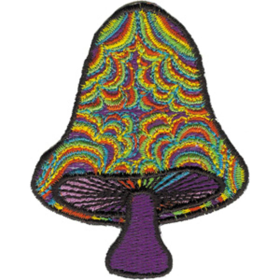 Fractal Purple Stem Mushroom - Embroidered Iron-On Patch at Sticker Shoppe