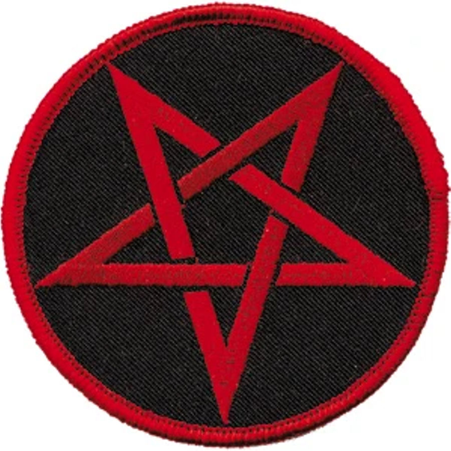 Pentagram Red & Black - Embroidered Iron-On Patch at Sticker Shoppe