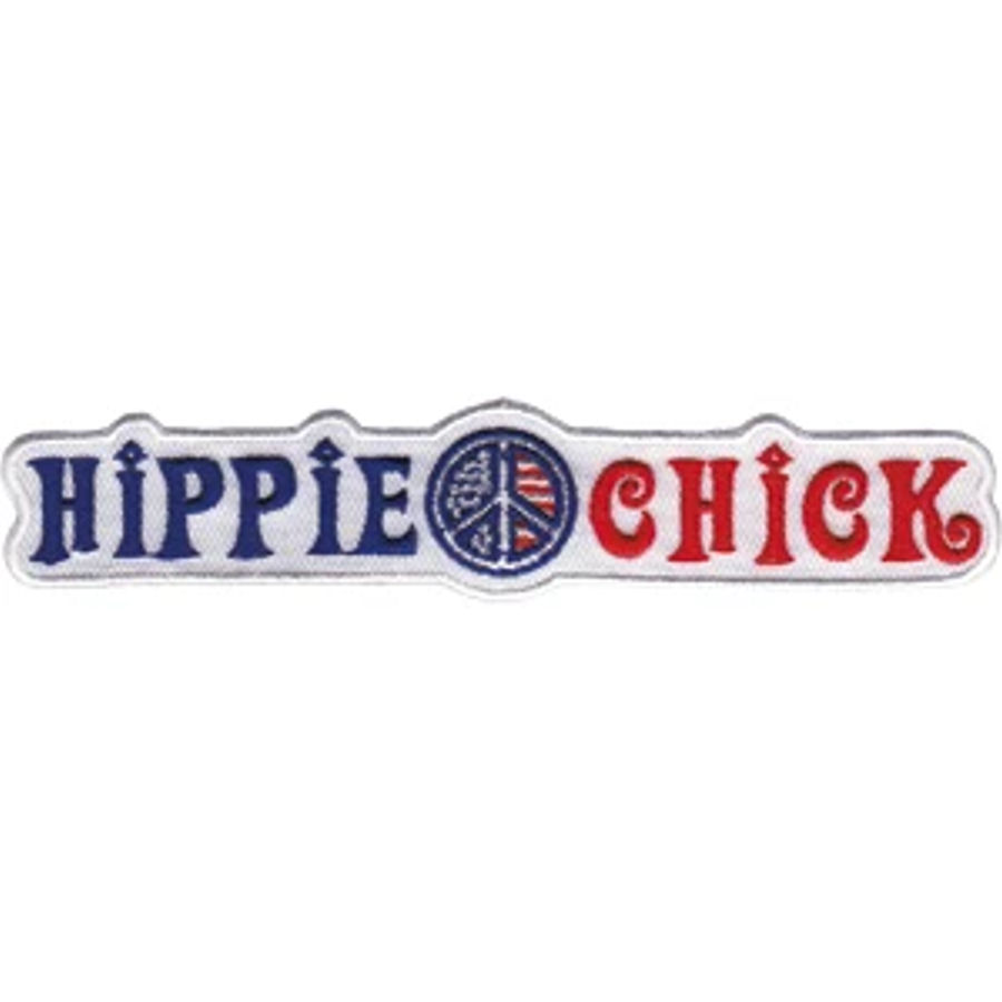 Hippie Chick Peace Sign Embroidered Iron On Patch At Sticker Shoppe