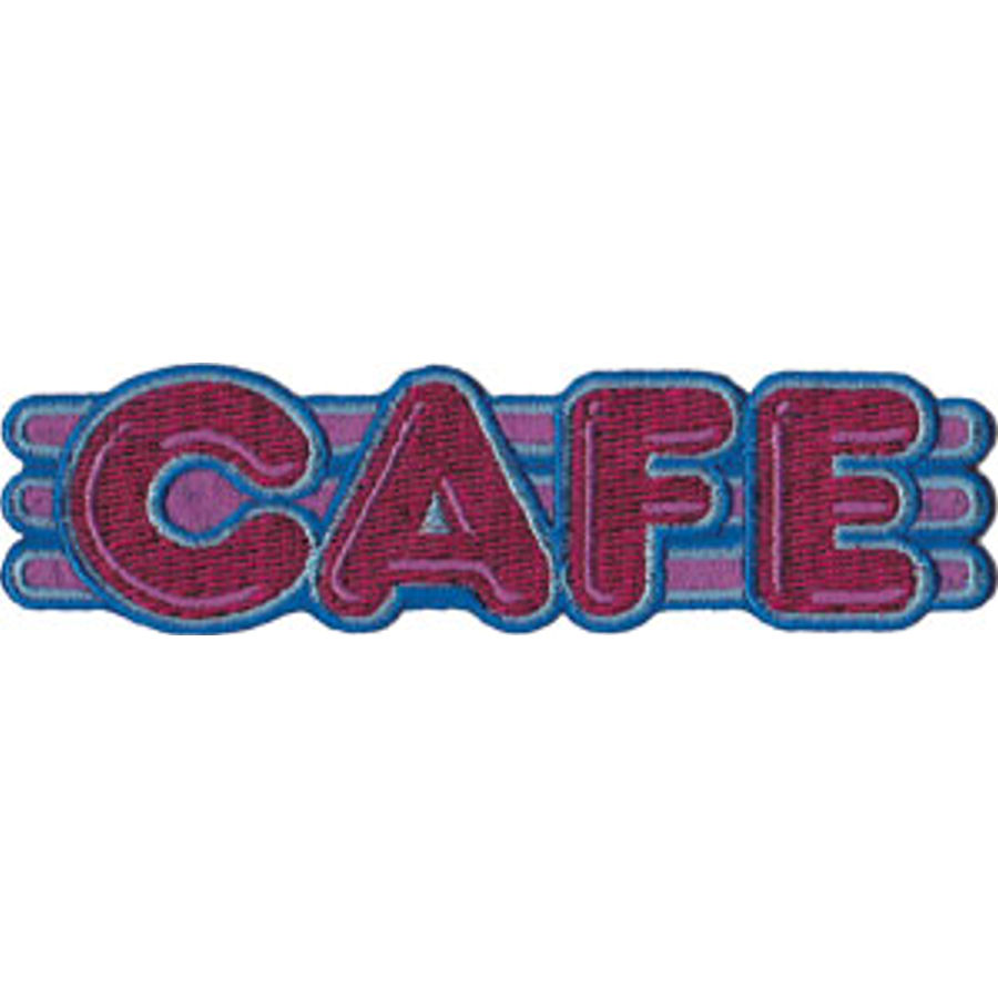 50's Retro Cafe Sign - Embroidered Iron-On Patch at Sticker Shoppe