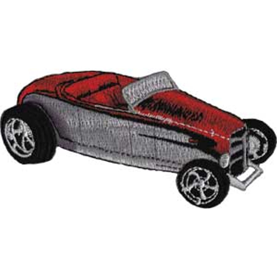 Red Hot Rod Roadster - Embroidered Iron-On Patch at Sticker Shoppe