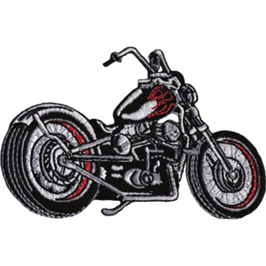 Black Chopper Motorcycle - Embroidered Iron-On Patch at Sticker Shoppe