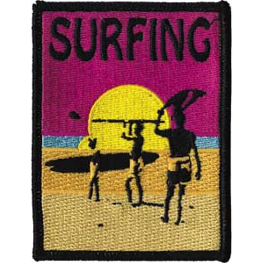Surfing Surfboard Beach - Embroidered Iron-On Patch at Sticker Shoppe