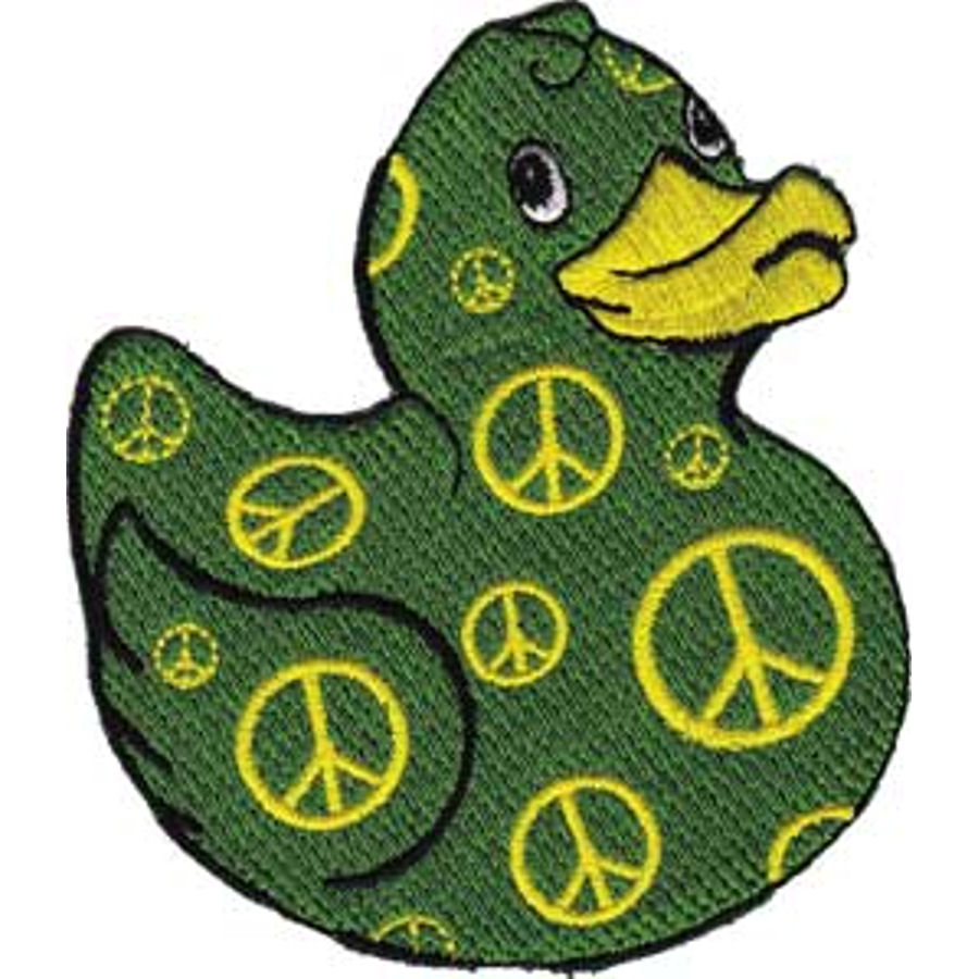 Peace Sign Ducky - Embroidered Iron-On Patch at Sticker Shoppe