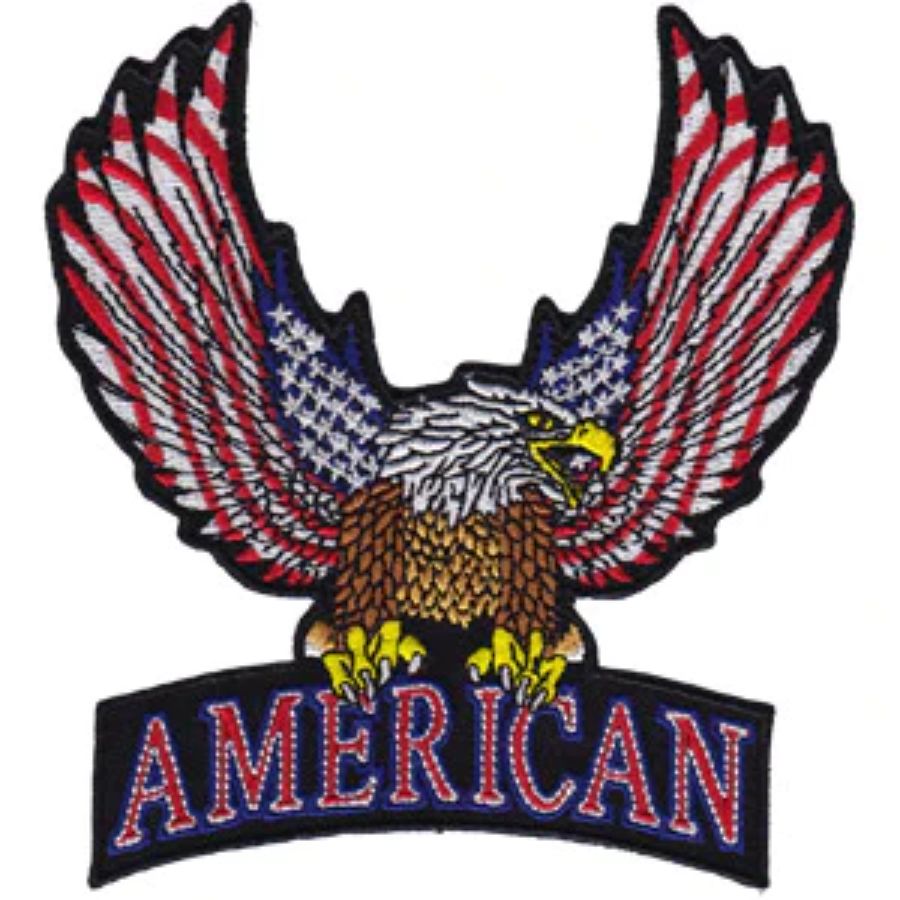 American Flag Bald Eagle - Embroidered Iron-On Patch at Sticker Shoppe