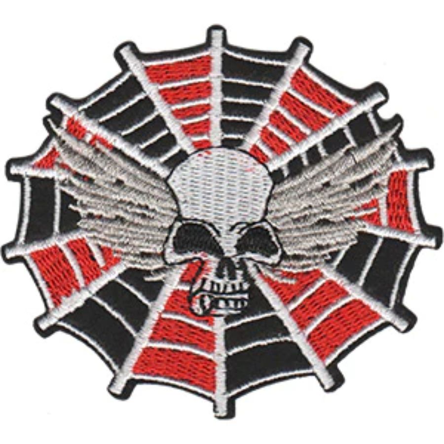 Spider Web Skull - Embroidered Iron-On Patch at Sticker Shoppe
