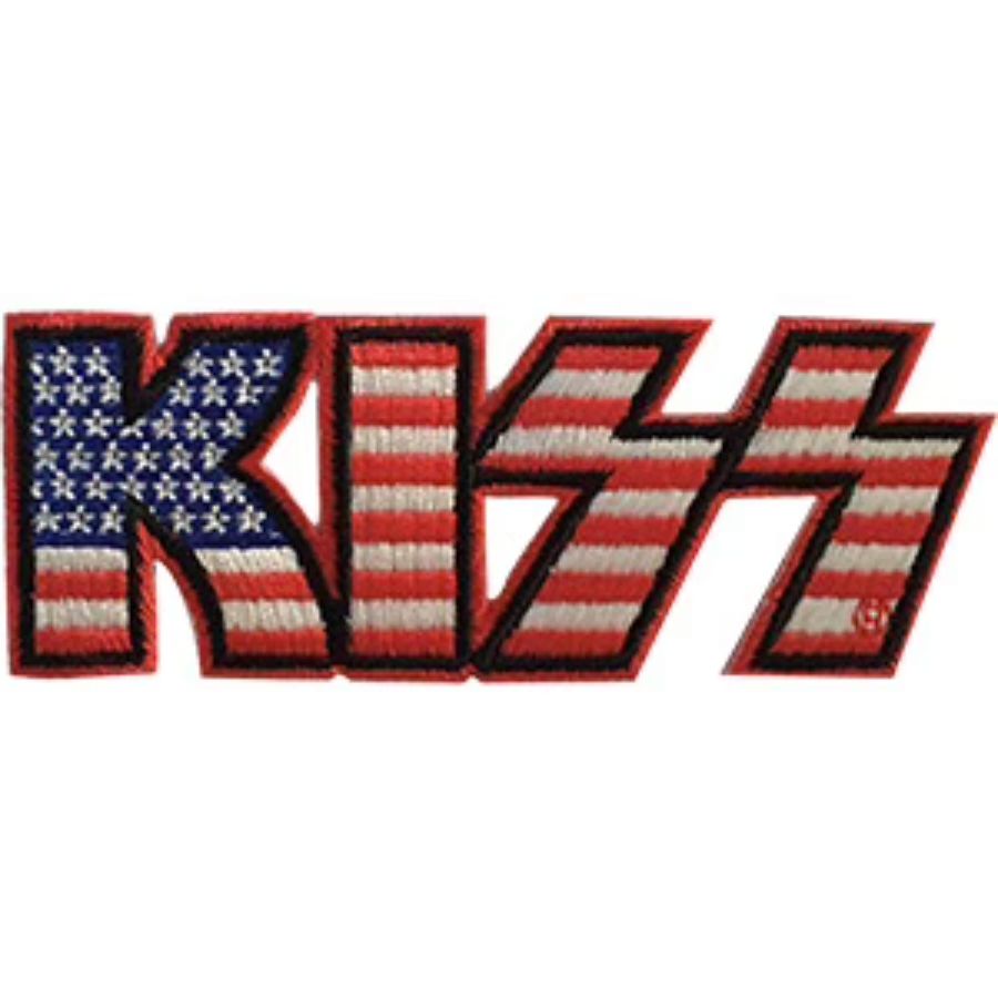 Kiss American Flag Logo - Embroidered Iron-On Patch at Sticker Shoppe