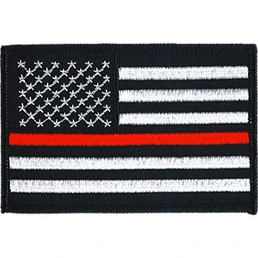 Thin Red Line Firefighter American Flag - Embroidered Iron-On Patch at ...