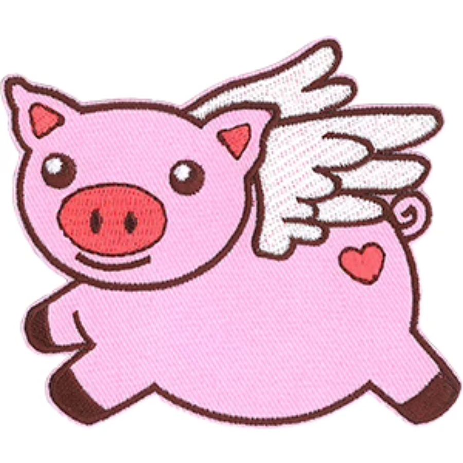 When Pigs Fly - Embroidered Iron-On Patch at Sticker Shoppe