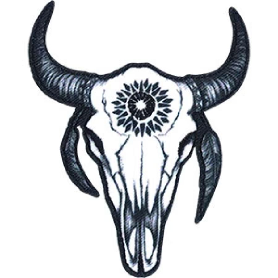 Sacred Bull Skull - Embroidered Iron-On Patch at Sticker Shoppe