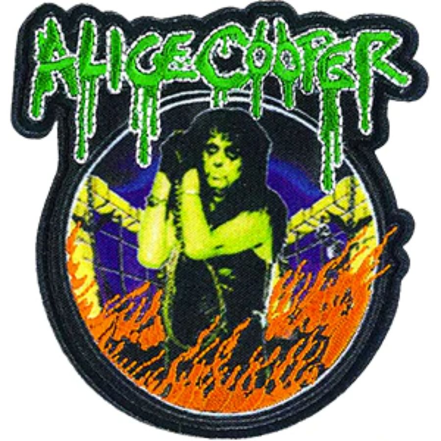 Alice Cooper In Flames - Embroidered Iron-On Patch at Sticker Shoppe
