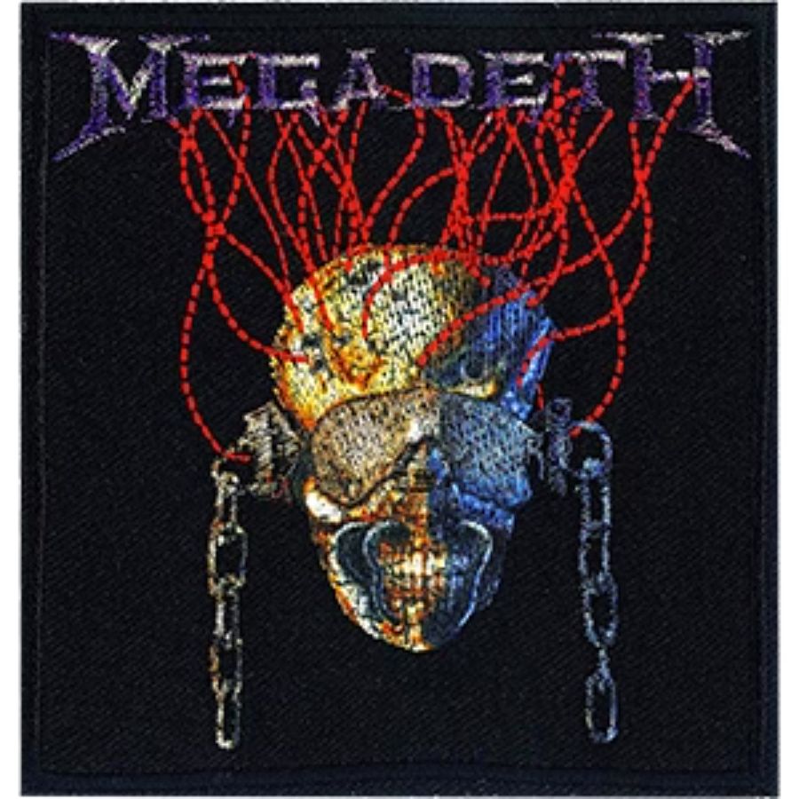 Megadeth Skull Wires - Embroidered Iron-On Patch at Sticker Shoppe