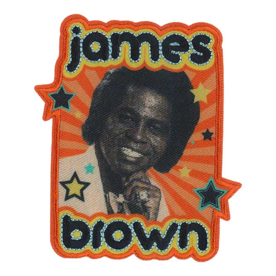 James Brown Singing in Blue - Embroidered Iron-On Patch at Sticker Shoppe