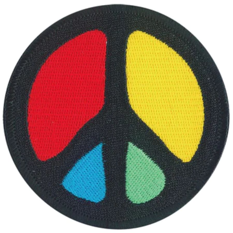 Primary Colored Peace Sign - Embroidered Iron-On Patch at Sticker Shoppe