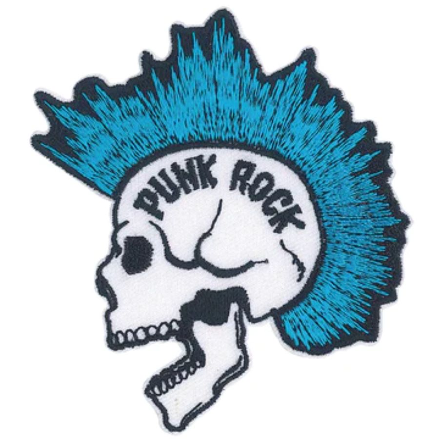 Punk Rock Skull - Embroidered Iron-On Patch at Sticker Shoppe