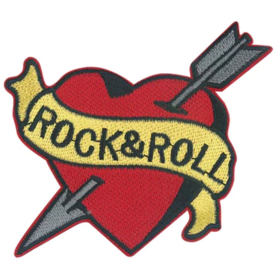 Rock & Roll Heart - Embroidered Iron-On Patch at Sticker Shoppe