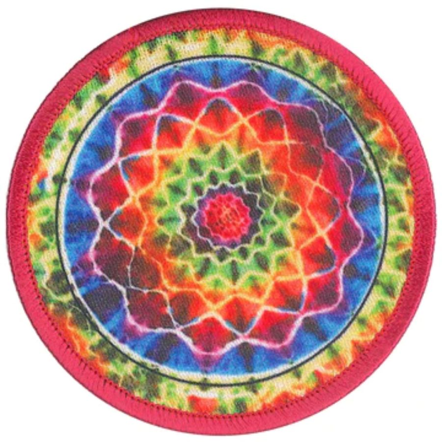 Geometric Tie Dye Circle - Embroidered Iron-On Patch at Sticker Shoppe
