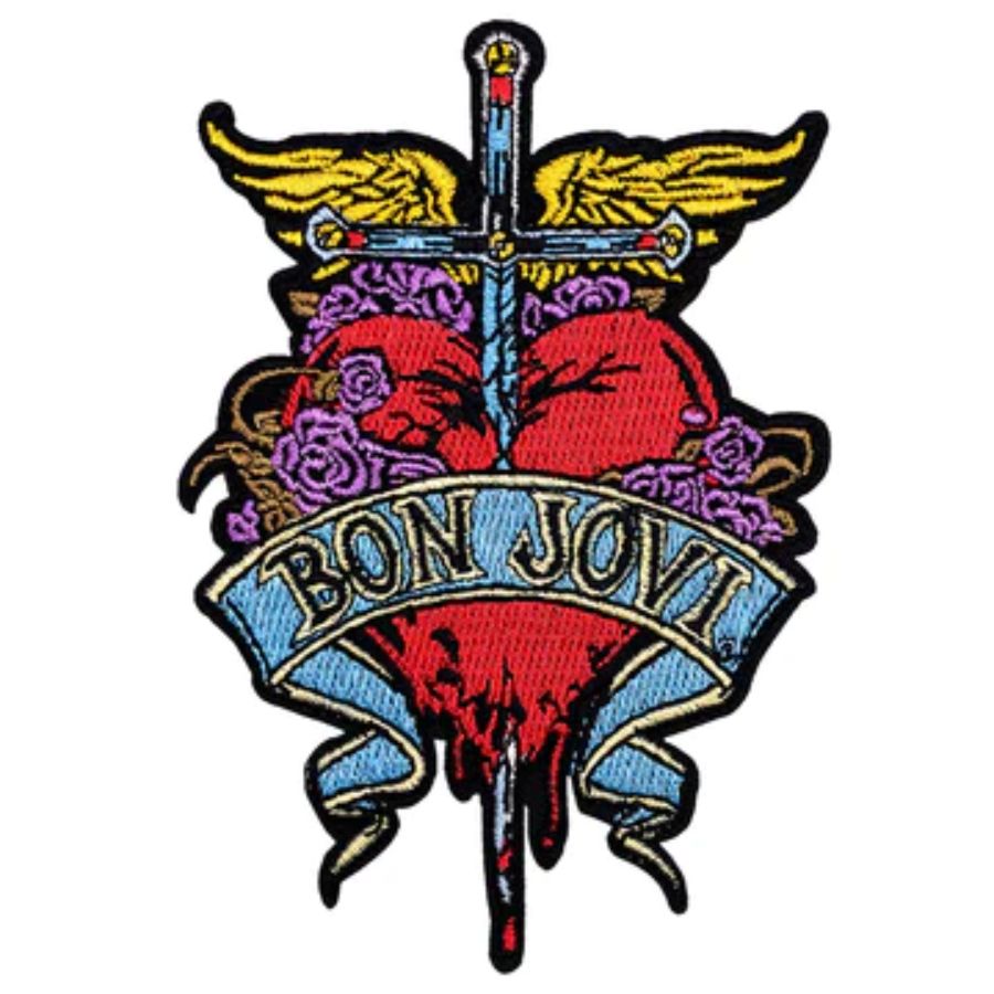 Bon Jovi Heart & Dagger - Embroidered Iron-On Patch at Sticker Shoppe