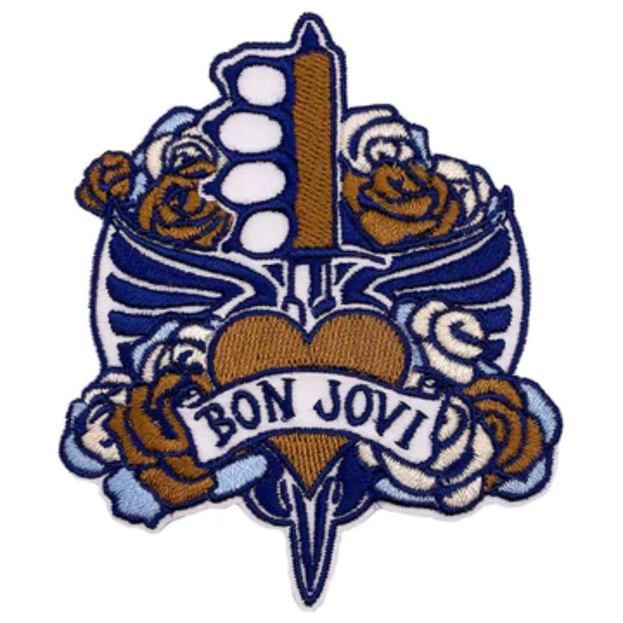 Bon Jovi Blue Heart & Dagger - Embroidered Iron-On Patch at Sticker Shoppe