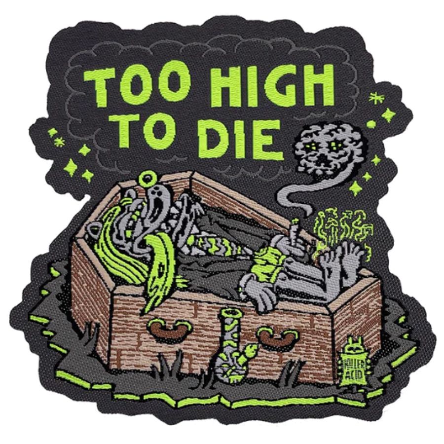 Killer Acid Too High - Embroidered Iron-On Patch at Sticker Shoppe