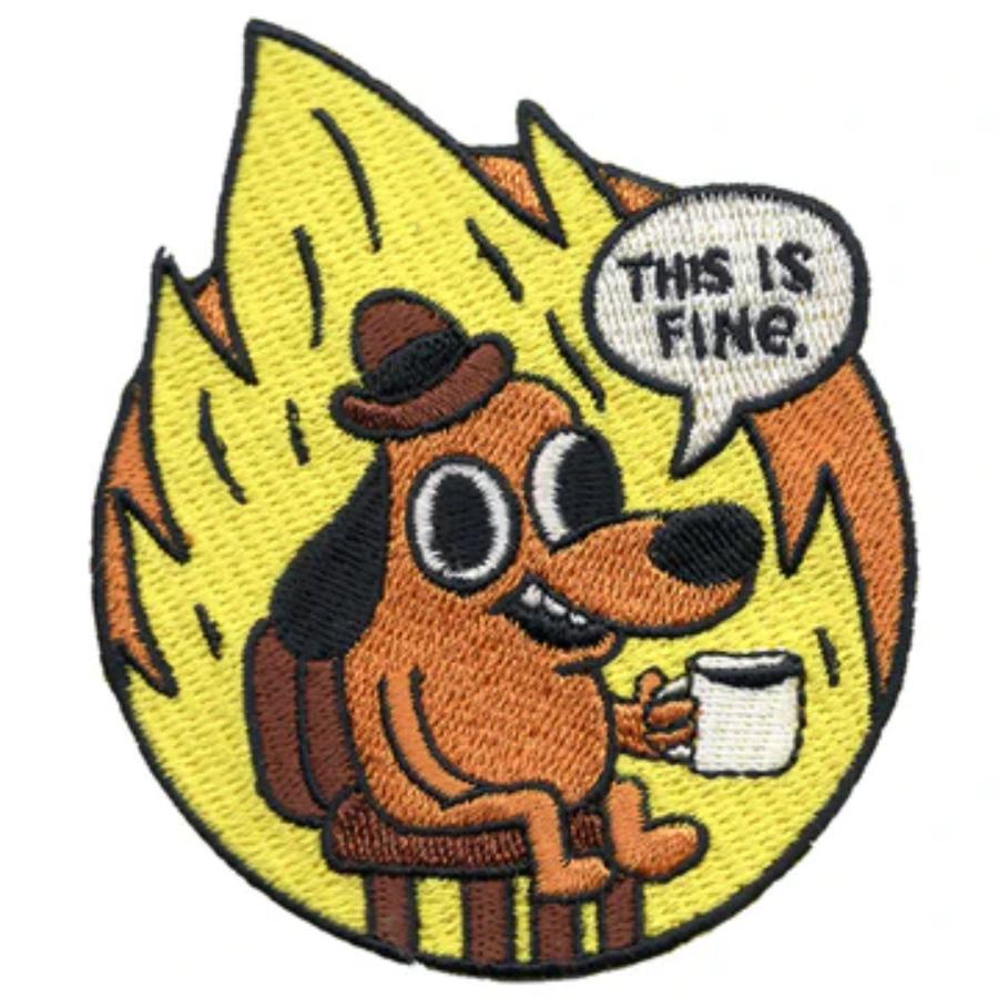 KC Green This Is Fine Graphic - Embroidered Iron-On Patch at Sticker Shoppe