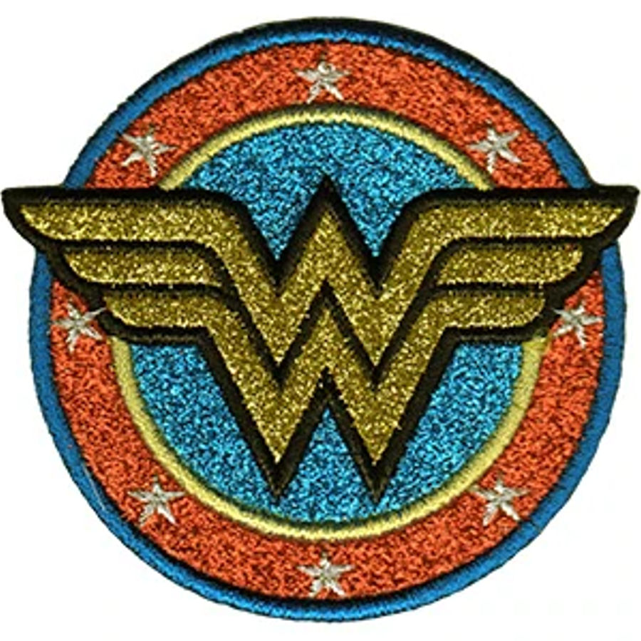 Wonder Woman Logo Glitter - Large Embroidered Iron-On Patch at Sticker ...