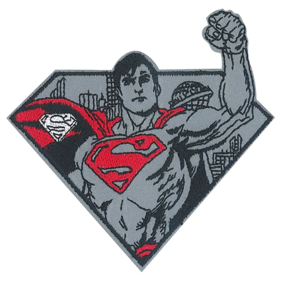 Superman Grayscale Reflective - Embroidered Iron-On Patch at Sticker Shoppe